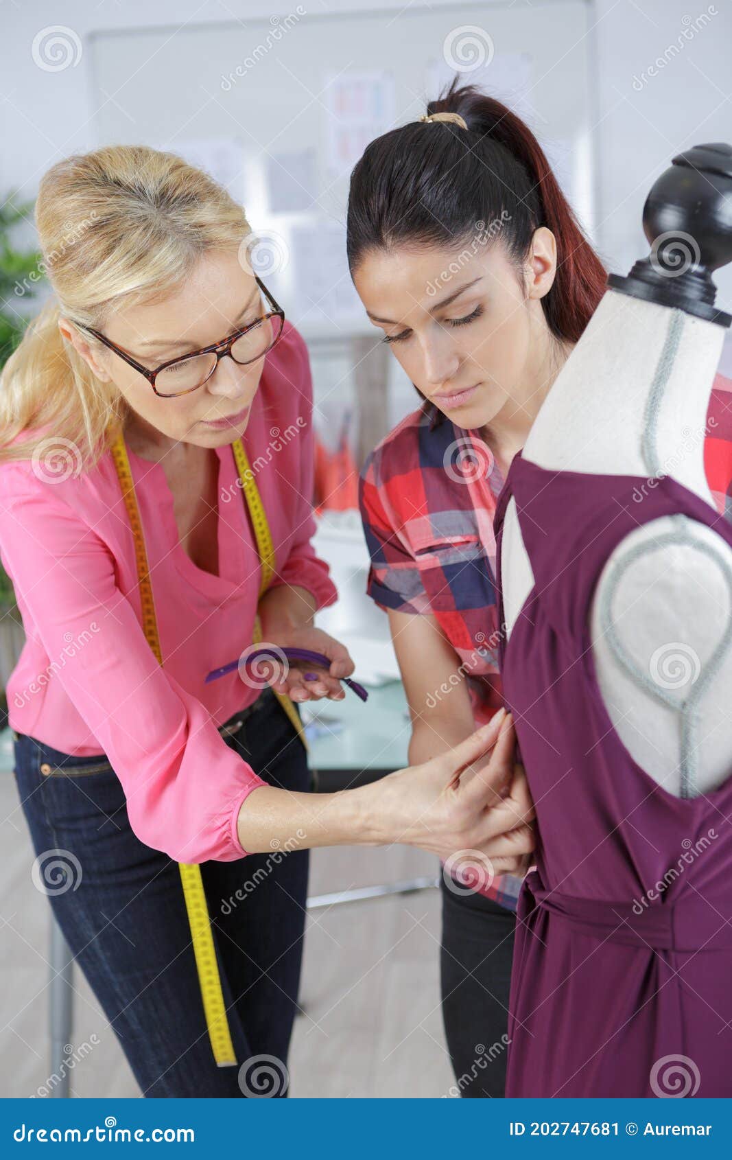 Dressmaker Fitting Creation on Mannequin Stock Image - Image of ...