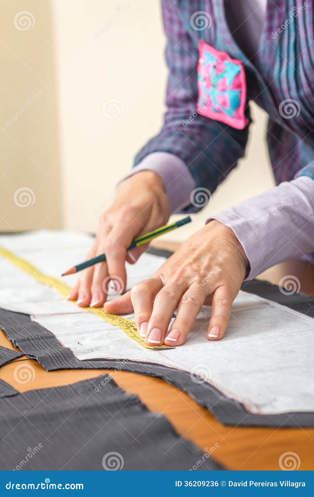 Dressmaker Measuring Tailor Pattern on the Table Stock Photo - Image of ...