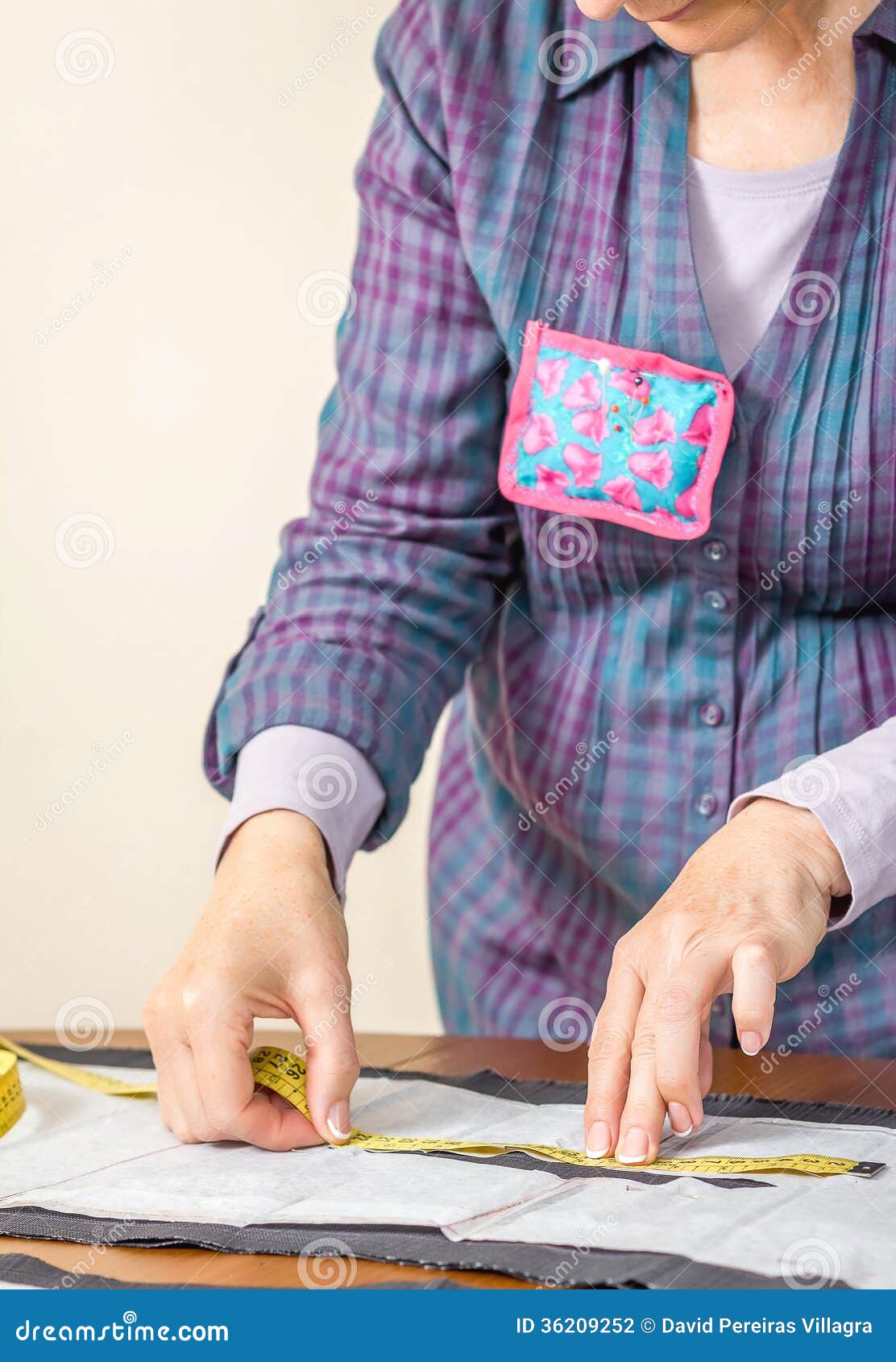 Dressmaker Measuring Tailor Pattern on the Table Stock Photo - Image of ...