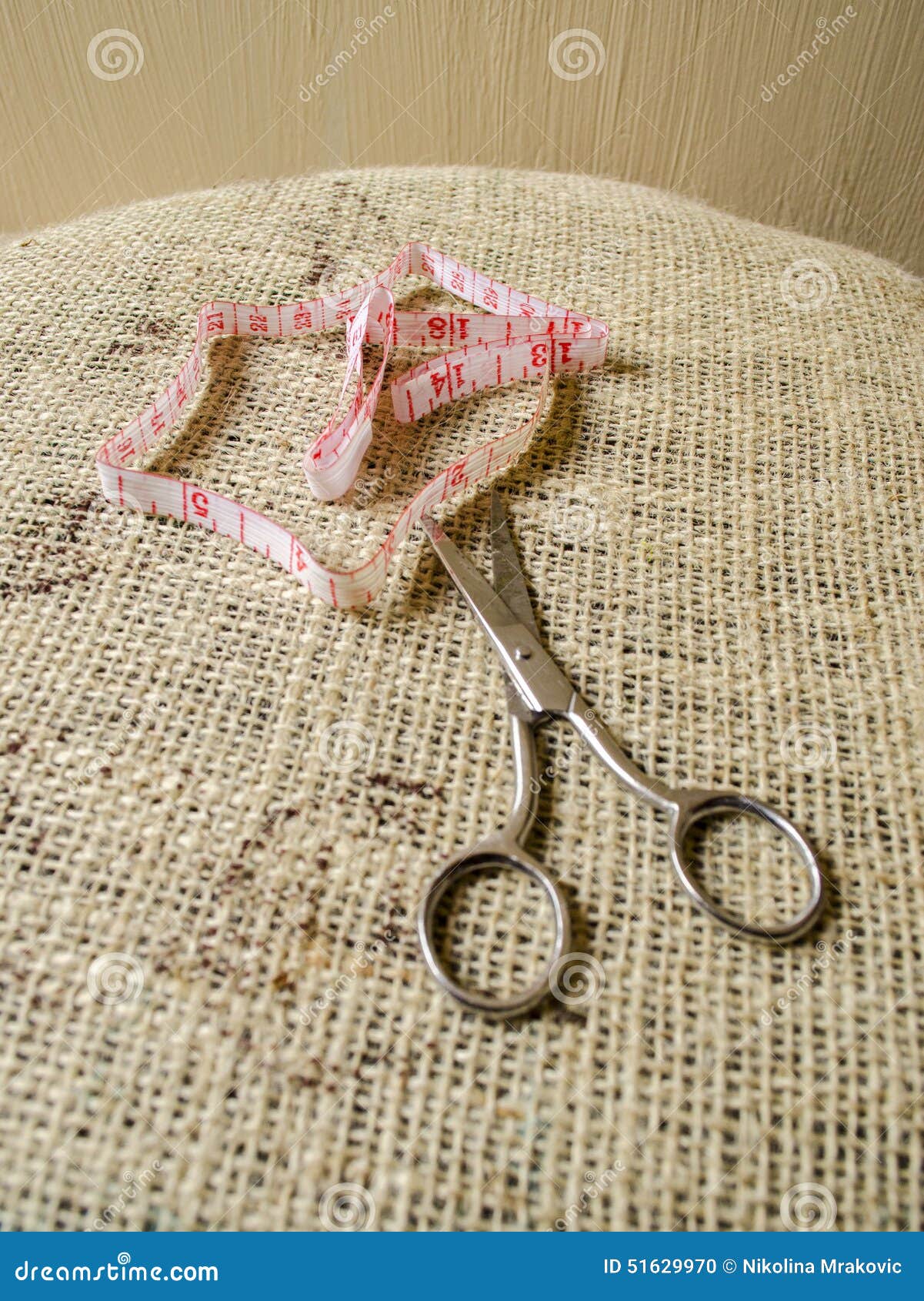 Dressmaker Scissors and Meter Tape Stock Photo - Image of measure ...