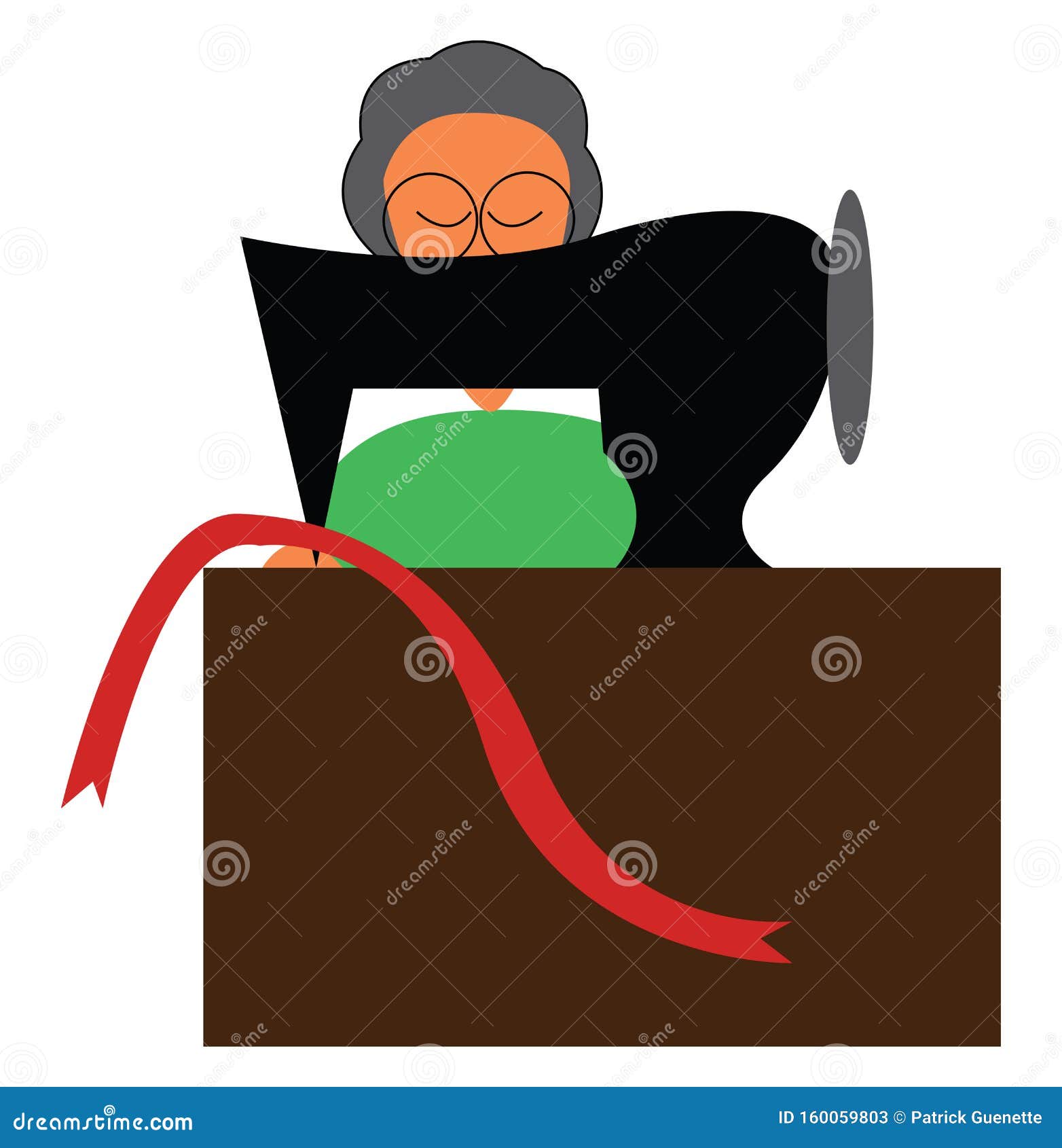 Clipart Of A Person Sitting With Sewing Machine Showcasing As