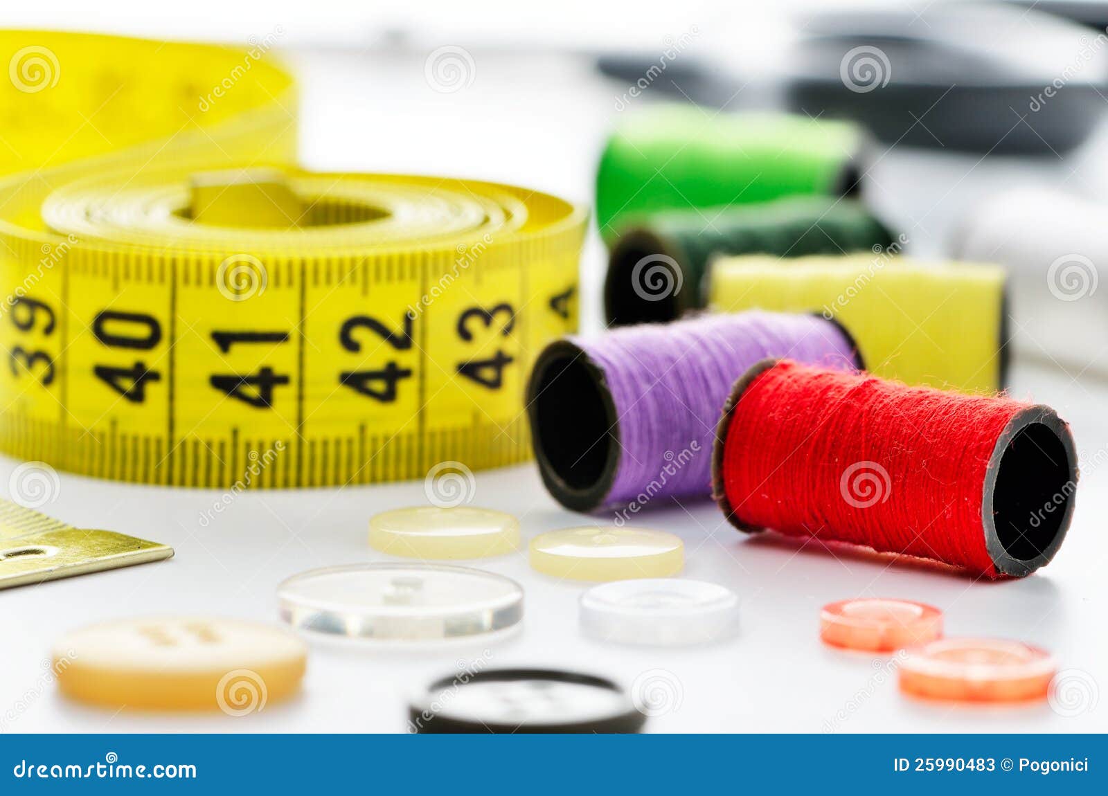 Dressmakers Sewing Materials Stock Image - Image of fabric, horizontal ...