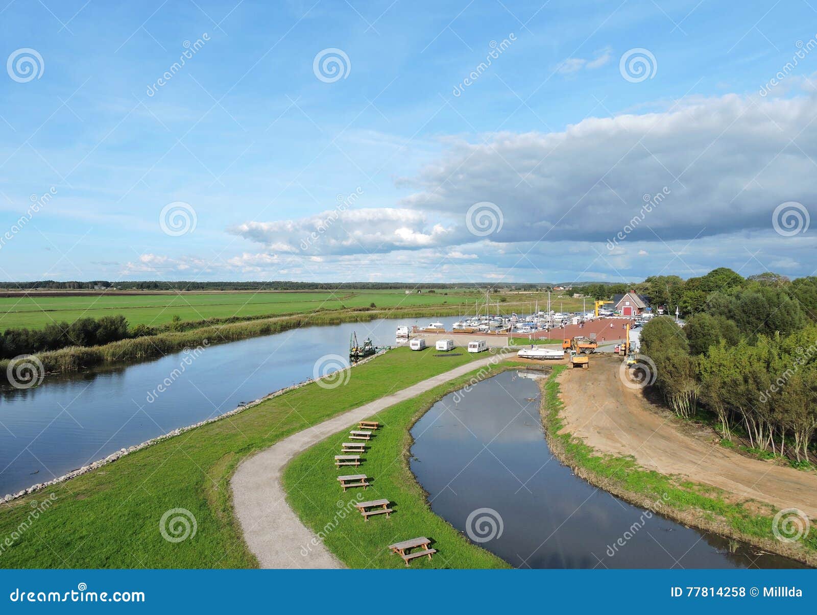 Dreverna Town Marina, Lithuania Stock Photo - Image of rest, chanel ...