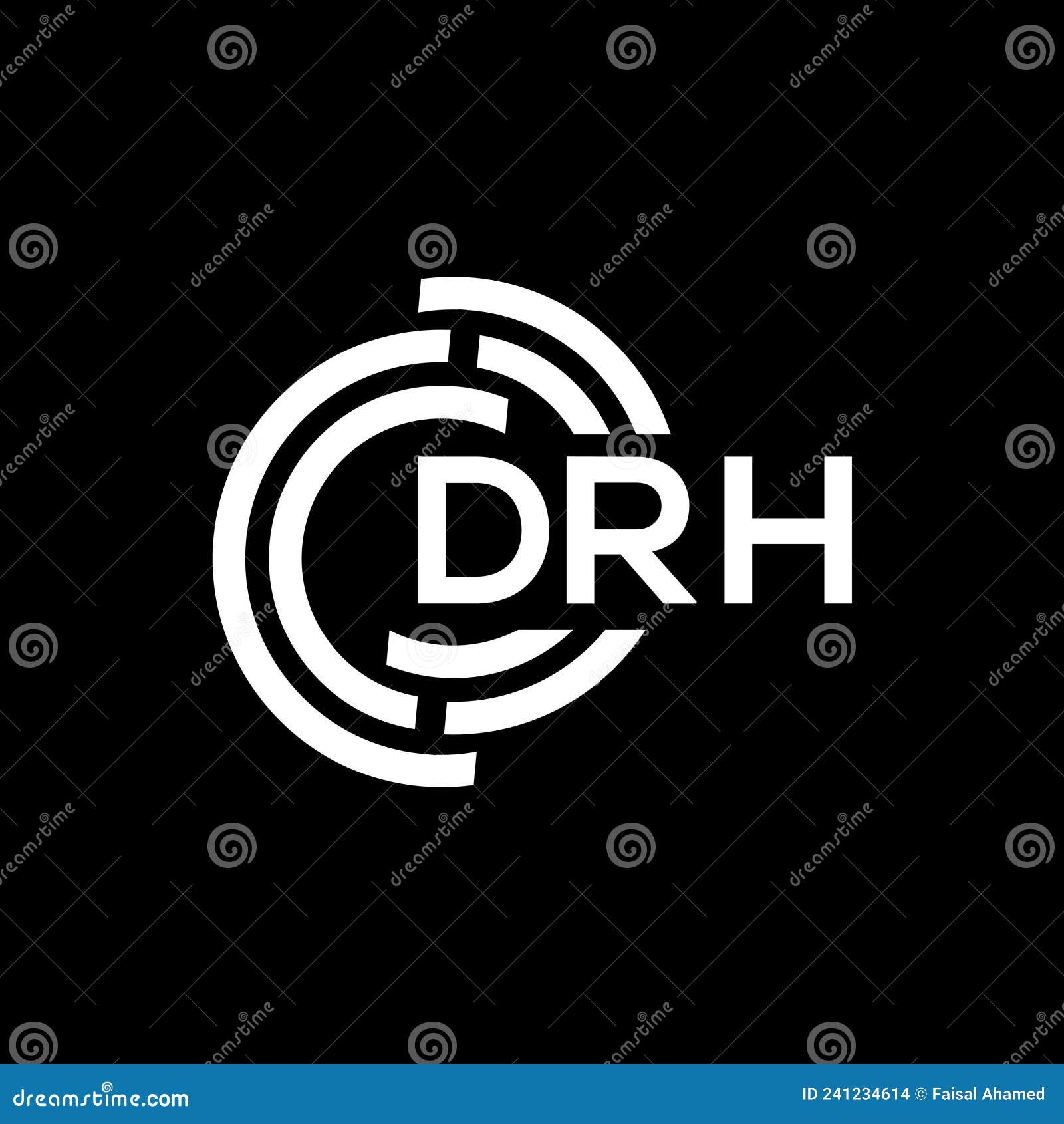 DRH Letter Logo Design on Black Background. DRH Creative Initials ...