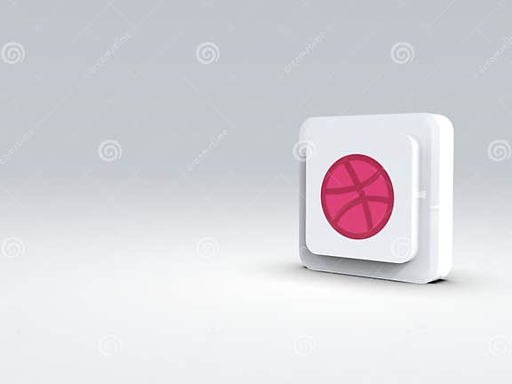 Dribbble App 3d Render, White Background Isolated Button Side View ...