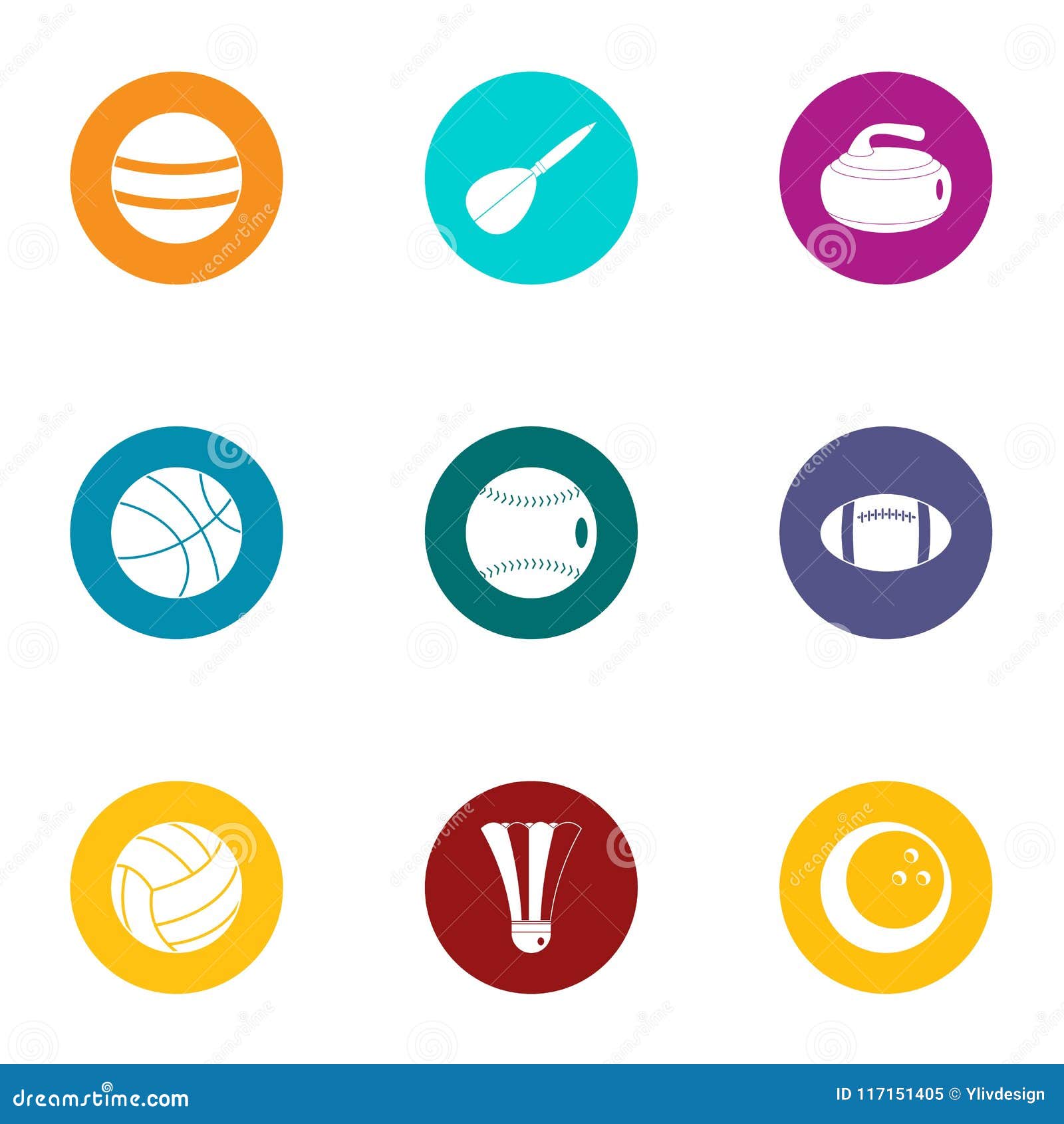 Dribble Icons Set, Flat Style Stock Vector - Illustration of action ...