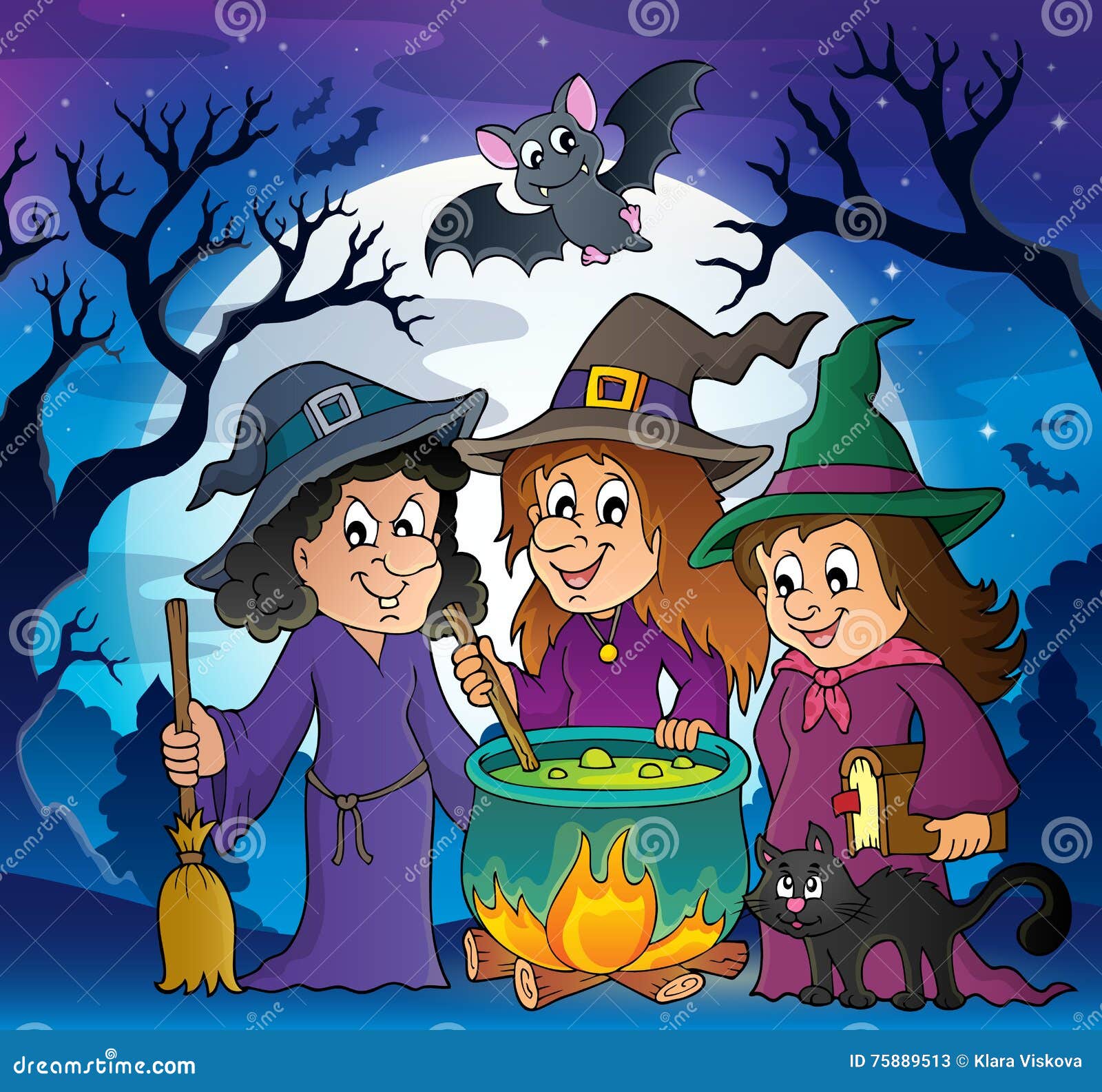 Drie Heksen Als Thema Hebben Beeld 3 Vector Illustratie - Illustration ...