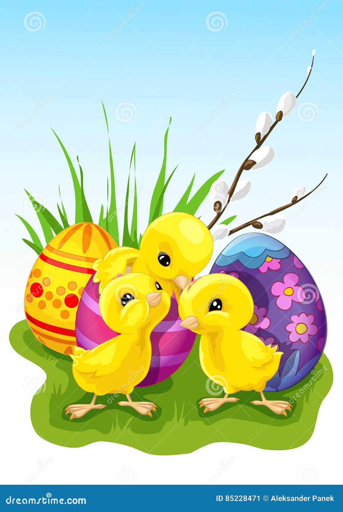 Drie Leuke Kippen Voor Paaseieren Vector Illustratie - Illustration of ...