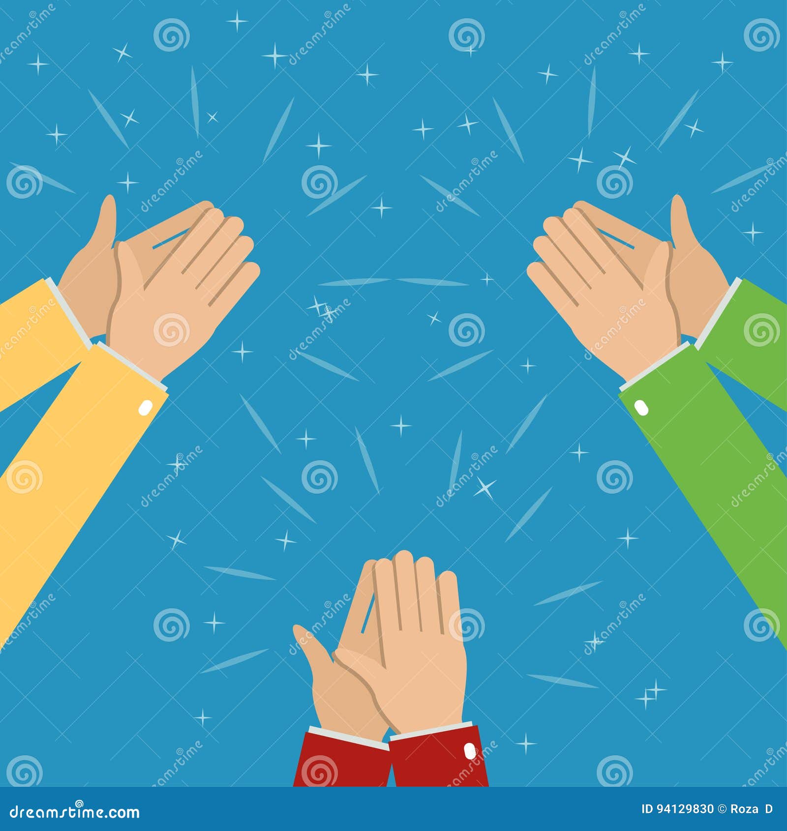 Drie Paren Handen Juichen, Applaus Toe Vector Illustratie ...