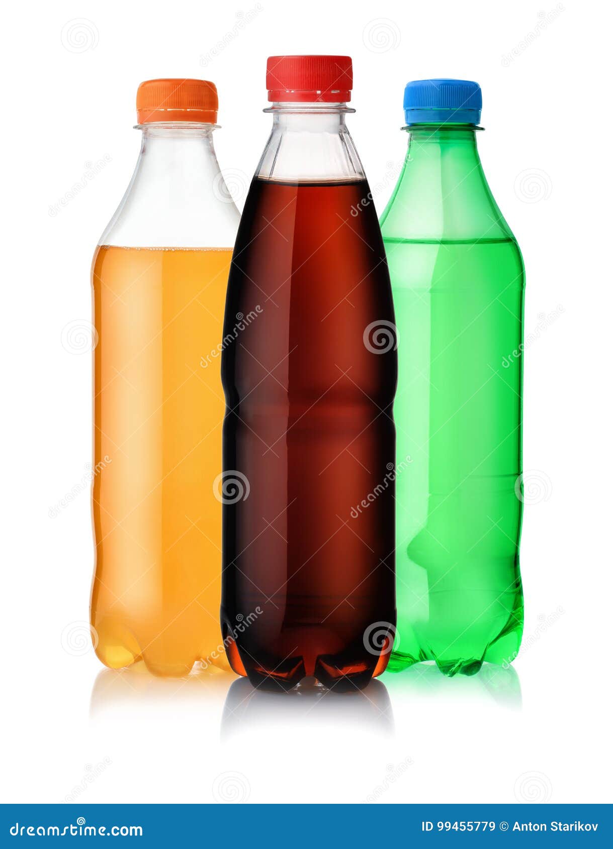 Drie Plastic Flessen Van Frisdrank Stock Afbeelding - Image of voedsel ...