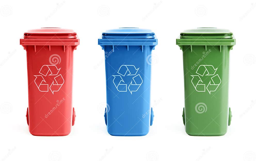Drie recycleren bakken stock foto. Image of kleur, leeg - 24123474