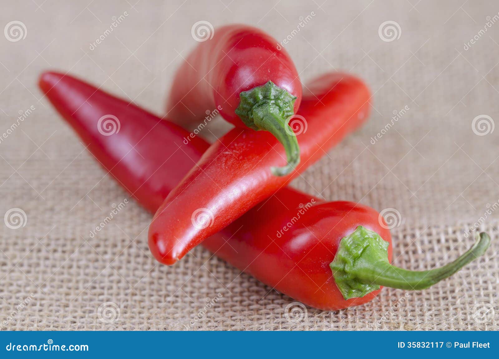 Drie rode Spaanse pepers stock afbeelding. Image of rijp - 35832117
