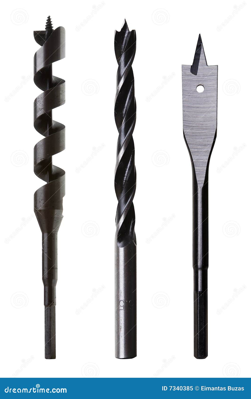 Drie Types Van De Houten Bits Van De Boor Stock Afbeelding - Image of ...