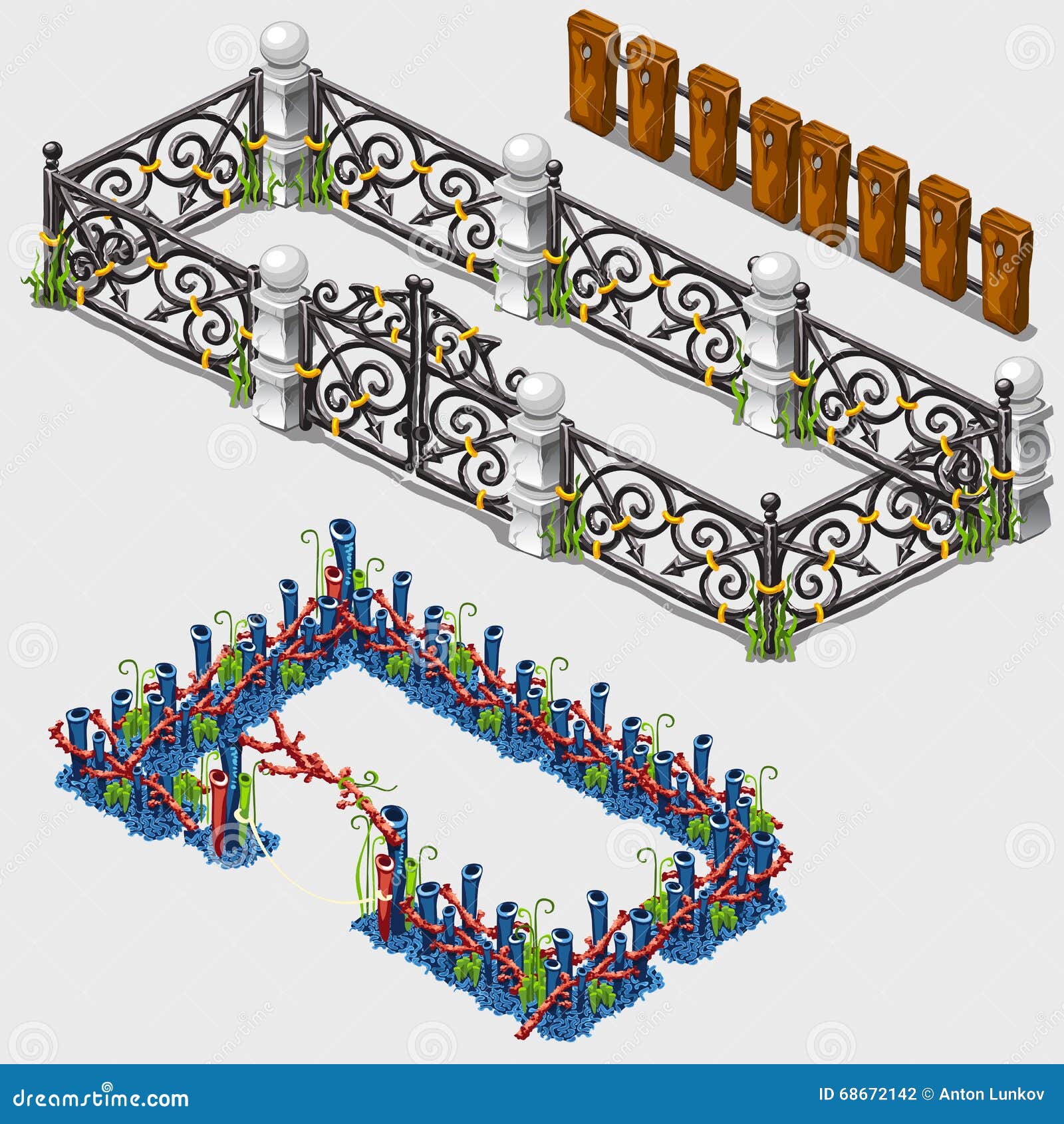 Drie Types Van Omheining Om Eender Welke Plaats Te Verfraaien Vector ...