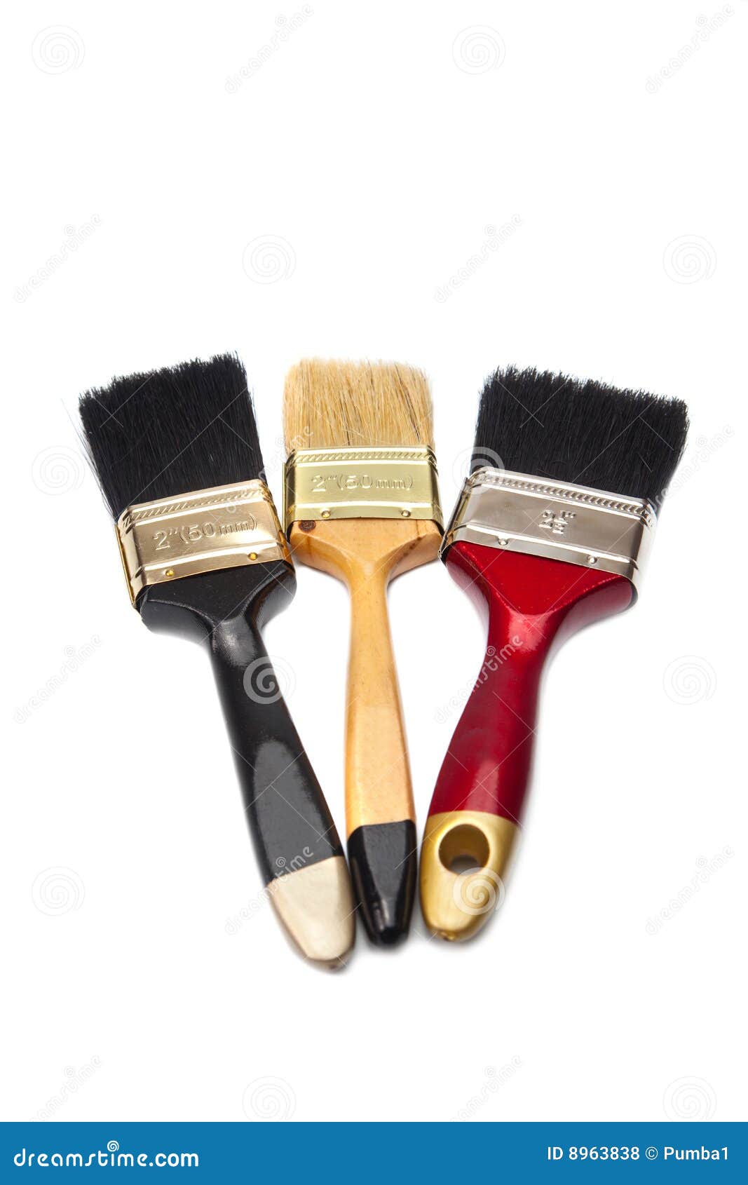 Drie Verfborstels Van Verschillende Kleuren Stock Foto - Image of haar ...