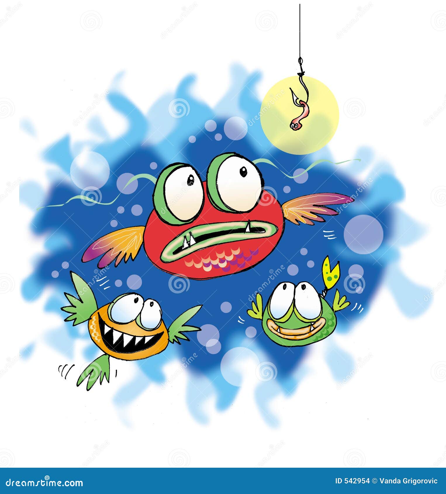 Drie vissen stock illustratie. Illustration of haak, kleur - 542954