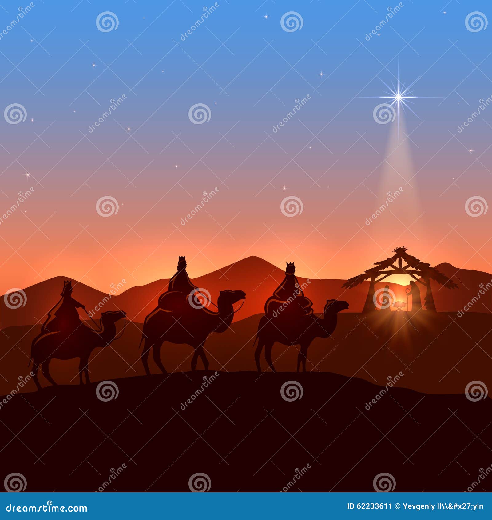 Drie Wijzen En Kerstmisster Vector Illustratie - Illustration of jezus ...