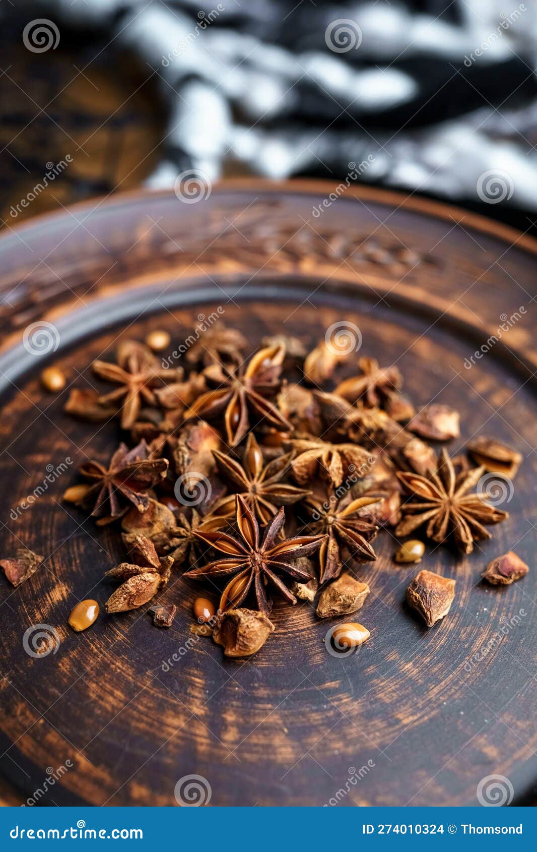 Dried Anise on a Clay Plate Vertically Close-up Stock Illustration ...