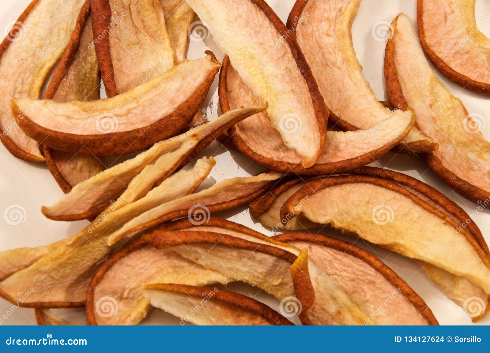 Dried Apple Slices Top View Stock Photo - Image of color, apple: 134127624