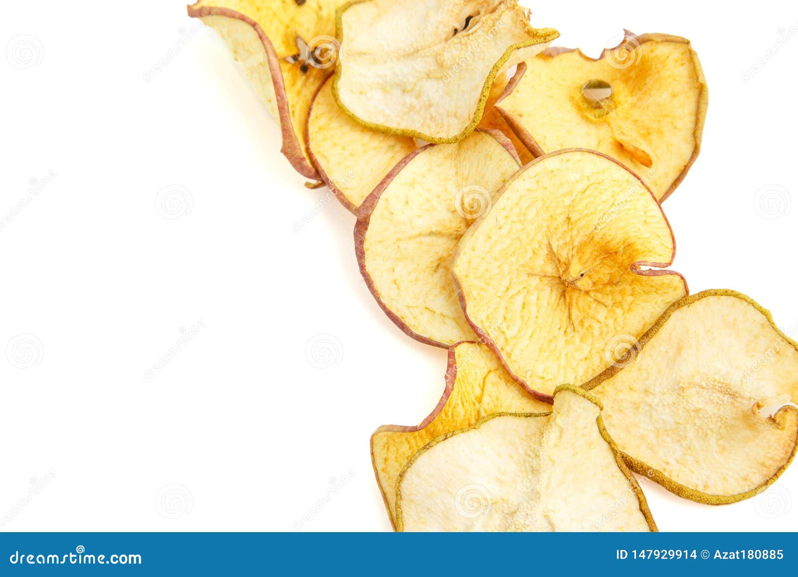 Dried Apple Slices on White Isolated Background. Top View Stock Photo ...