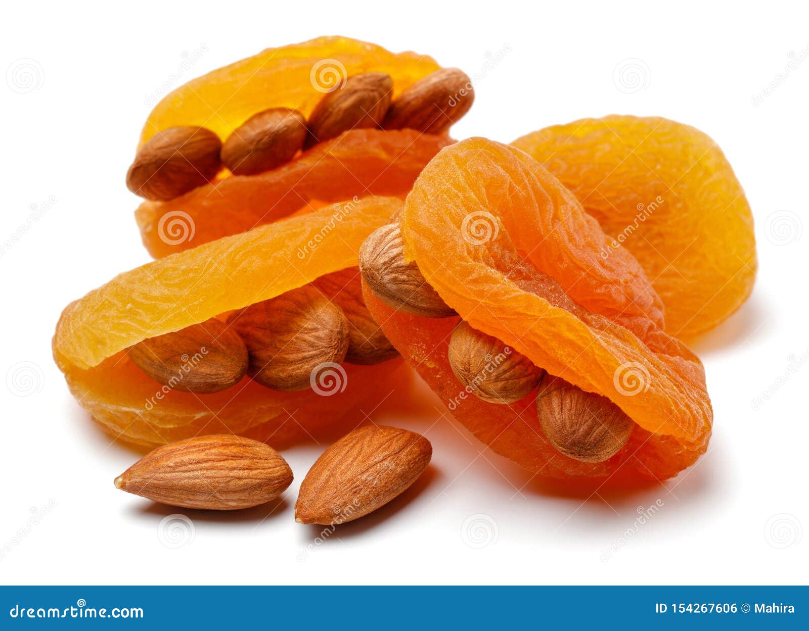 Dried Apricots with Almonds Isolated Stock Photo - Image of healthy ...