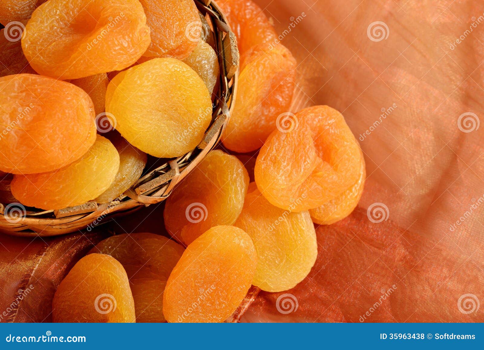 Dried apricots in basket stock photo. Image of texture - 35963438