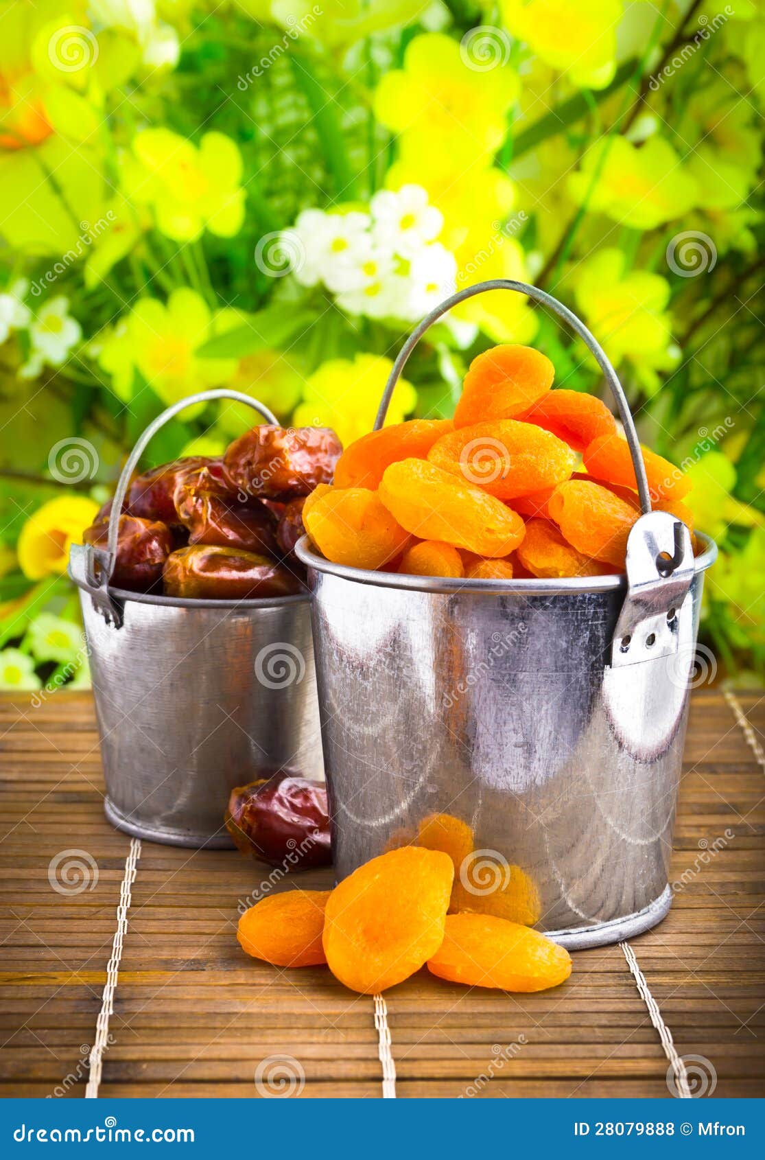 Dried Apricots and Dates in Tin Pail Stock Photo - Image of east ...