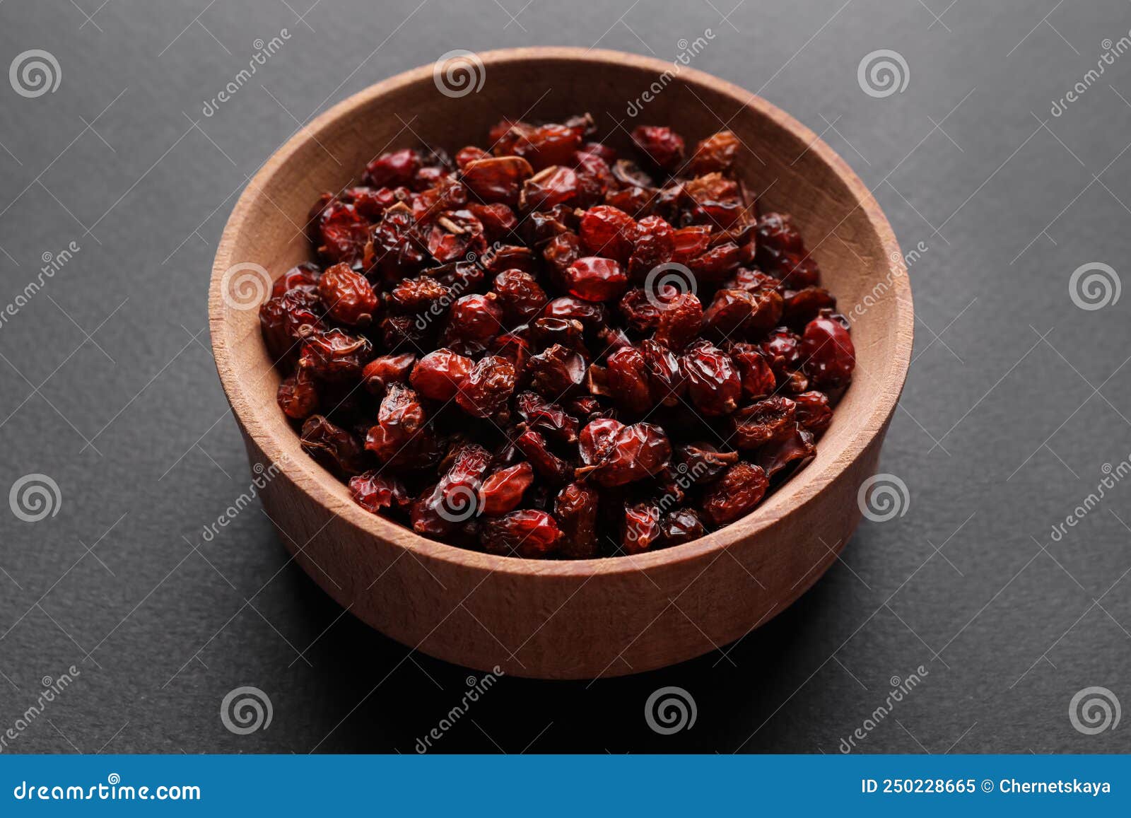 Dried Barberries in Wooden Bowl on Grey Background Stock Image - Image ...