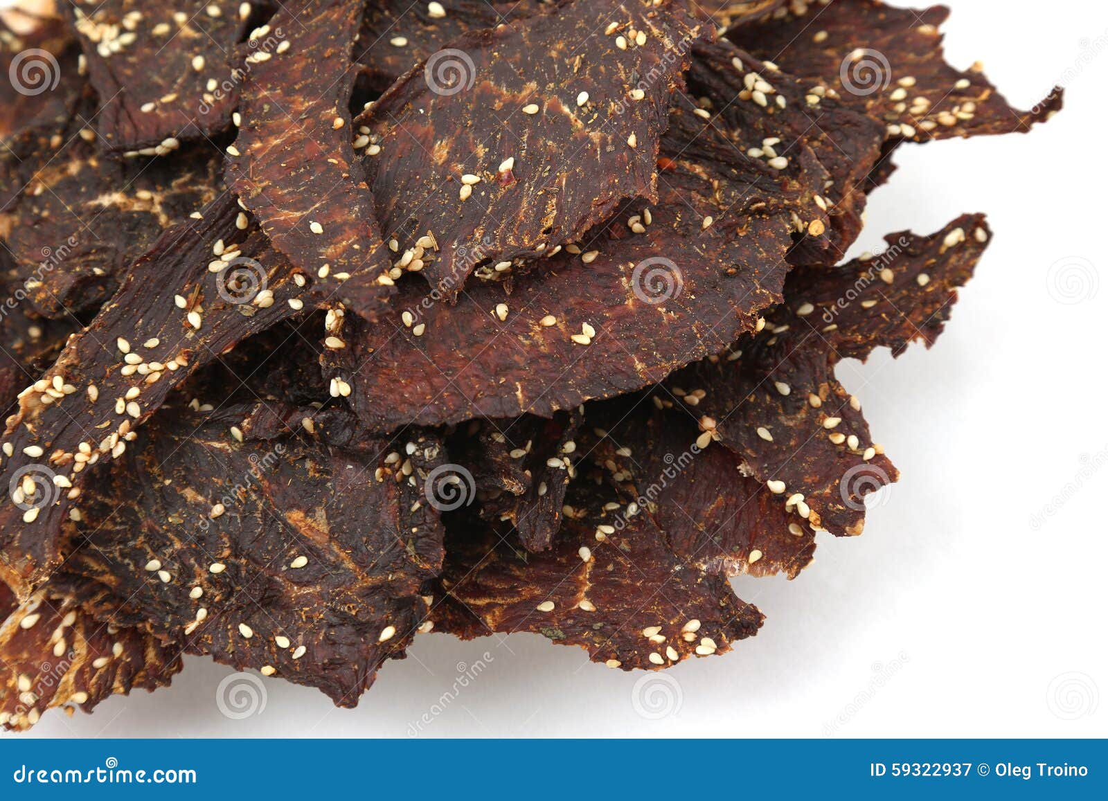 Dried Beef Slices in Spices with Sesame Seeds Stock Image - Image of ...