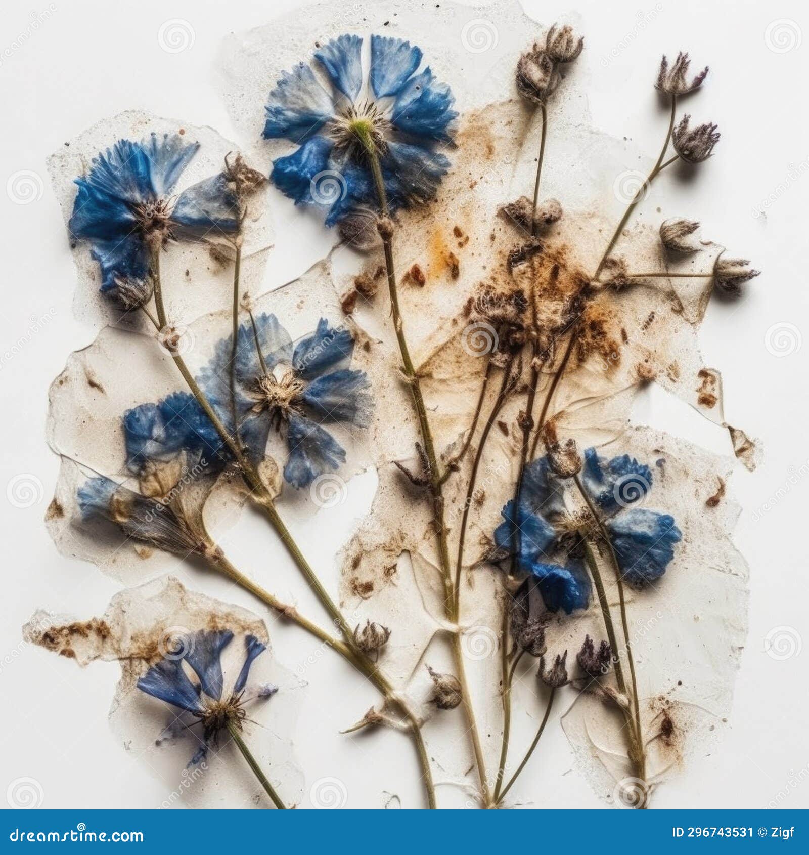 Dried Blue Cornflowers on a White Surface Stock Illustration ...