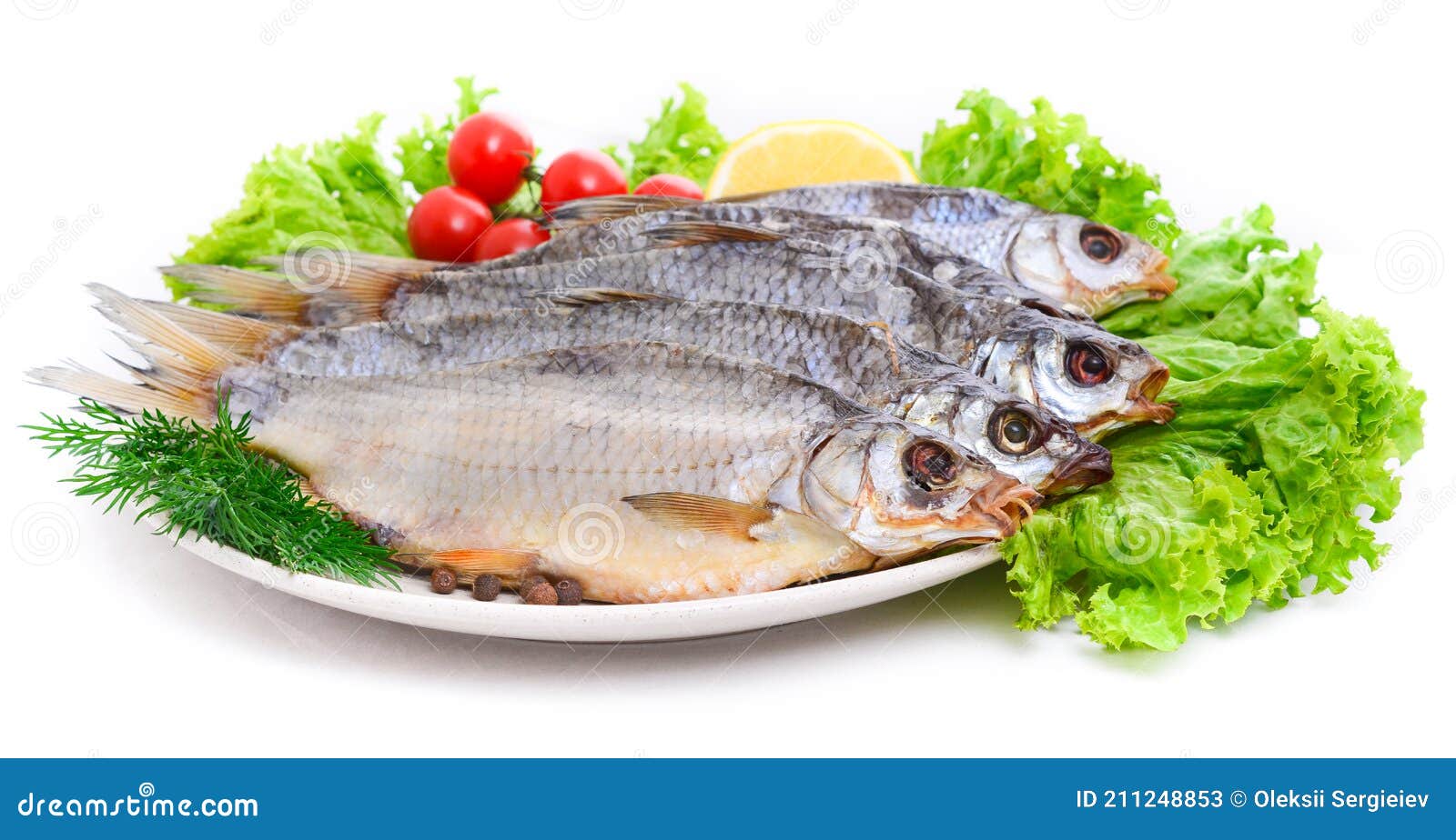 Dried bream on a plate stock image. Image of group, fish - 211248853