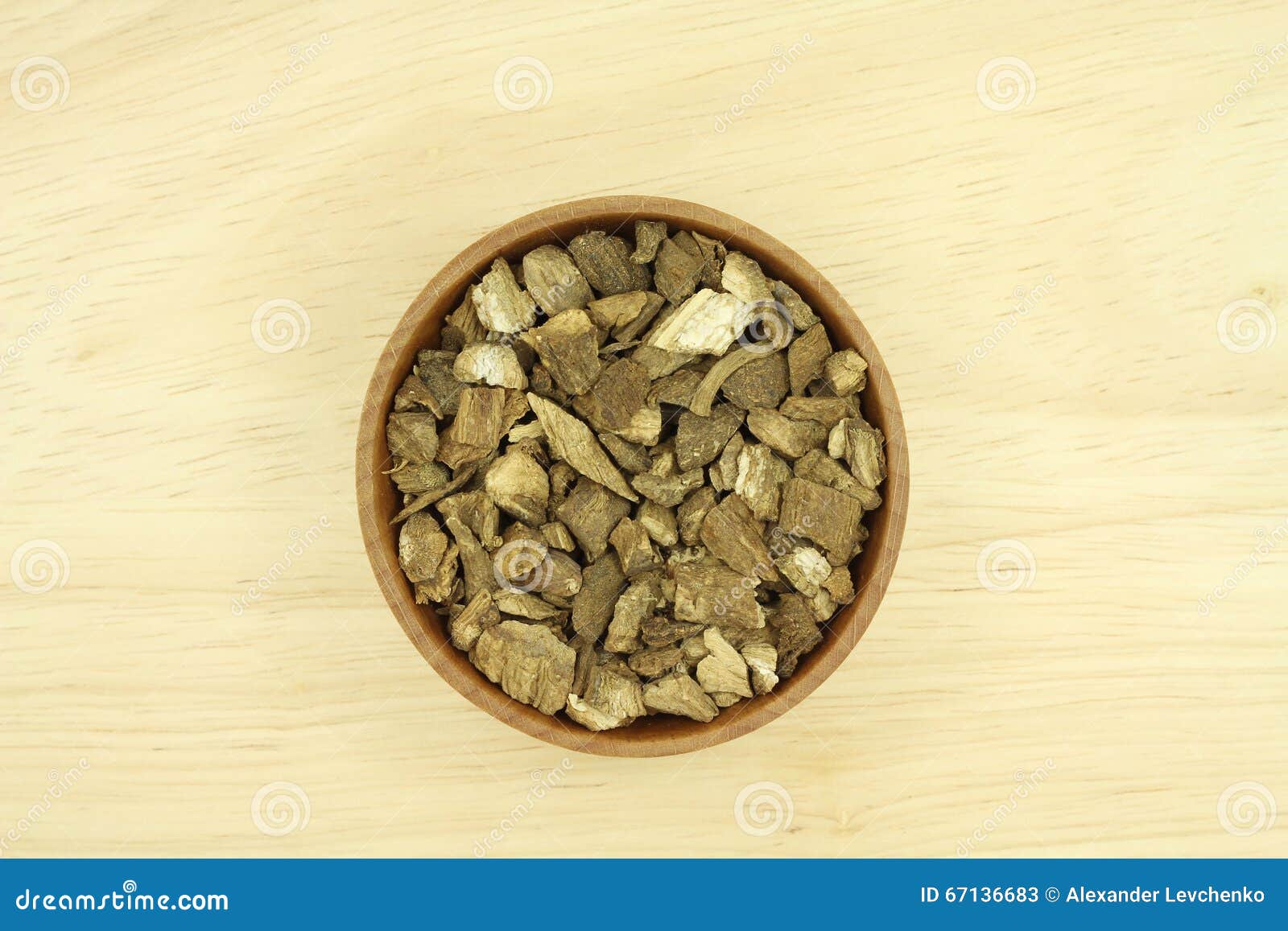 Dried Burdock Root in a Wooden Dish Stock Image - Image of beauty ...