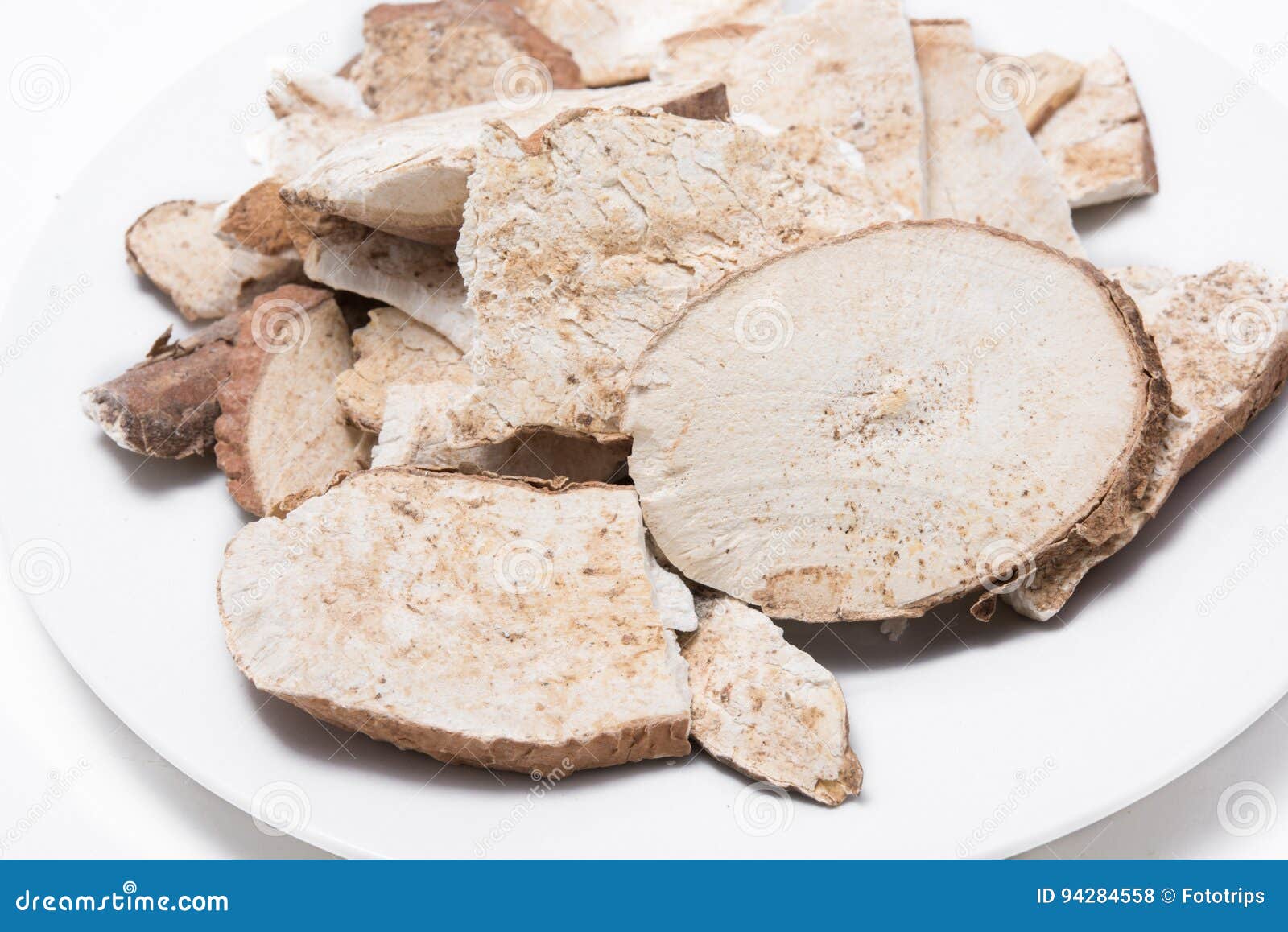Dried Cassava in White Plate on the White Background Stock Photo ...