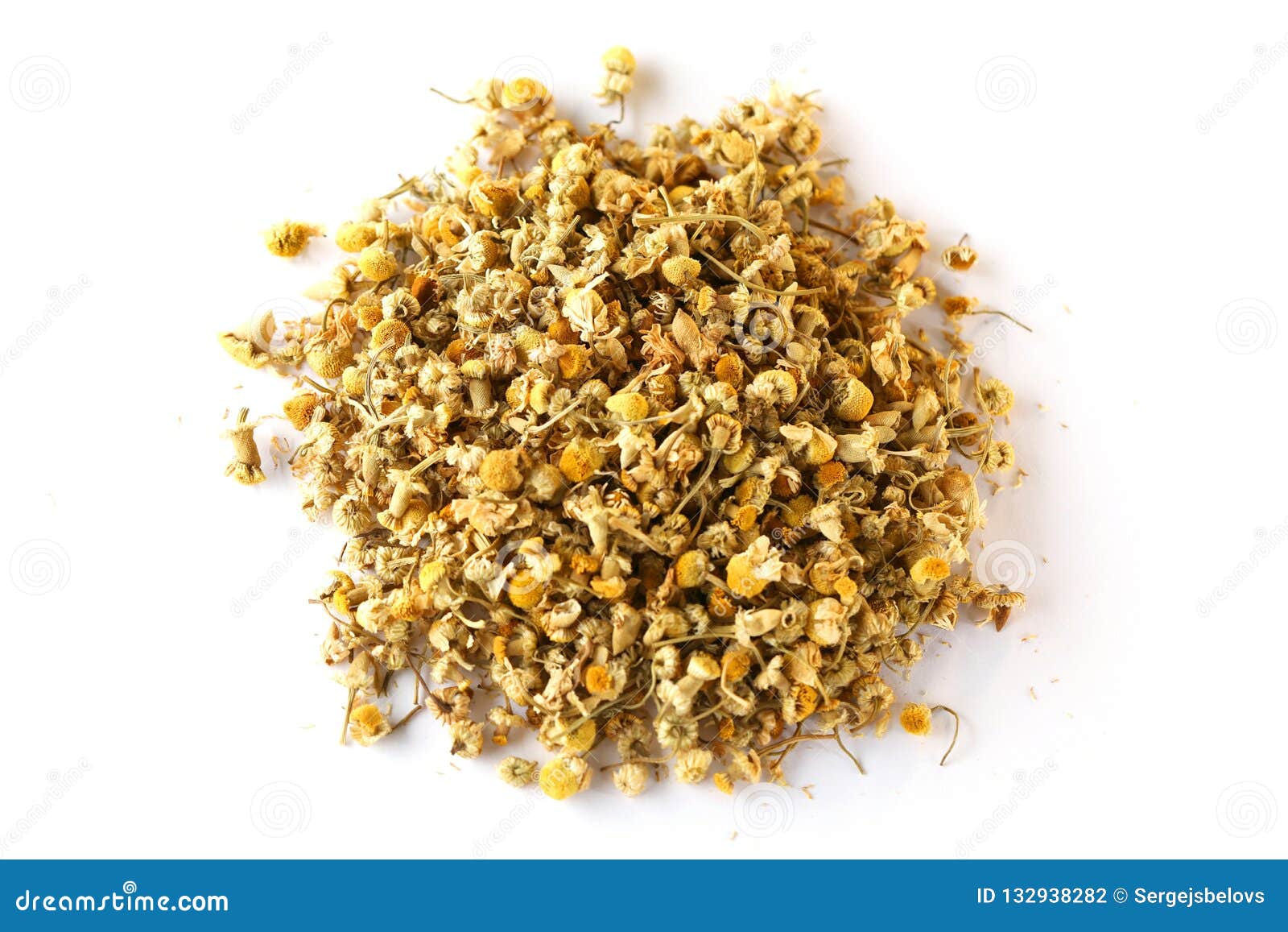 Dried Chamomile Buttons Isolated on White Background. Stock Photo ...