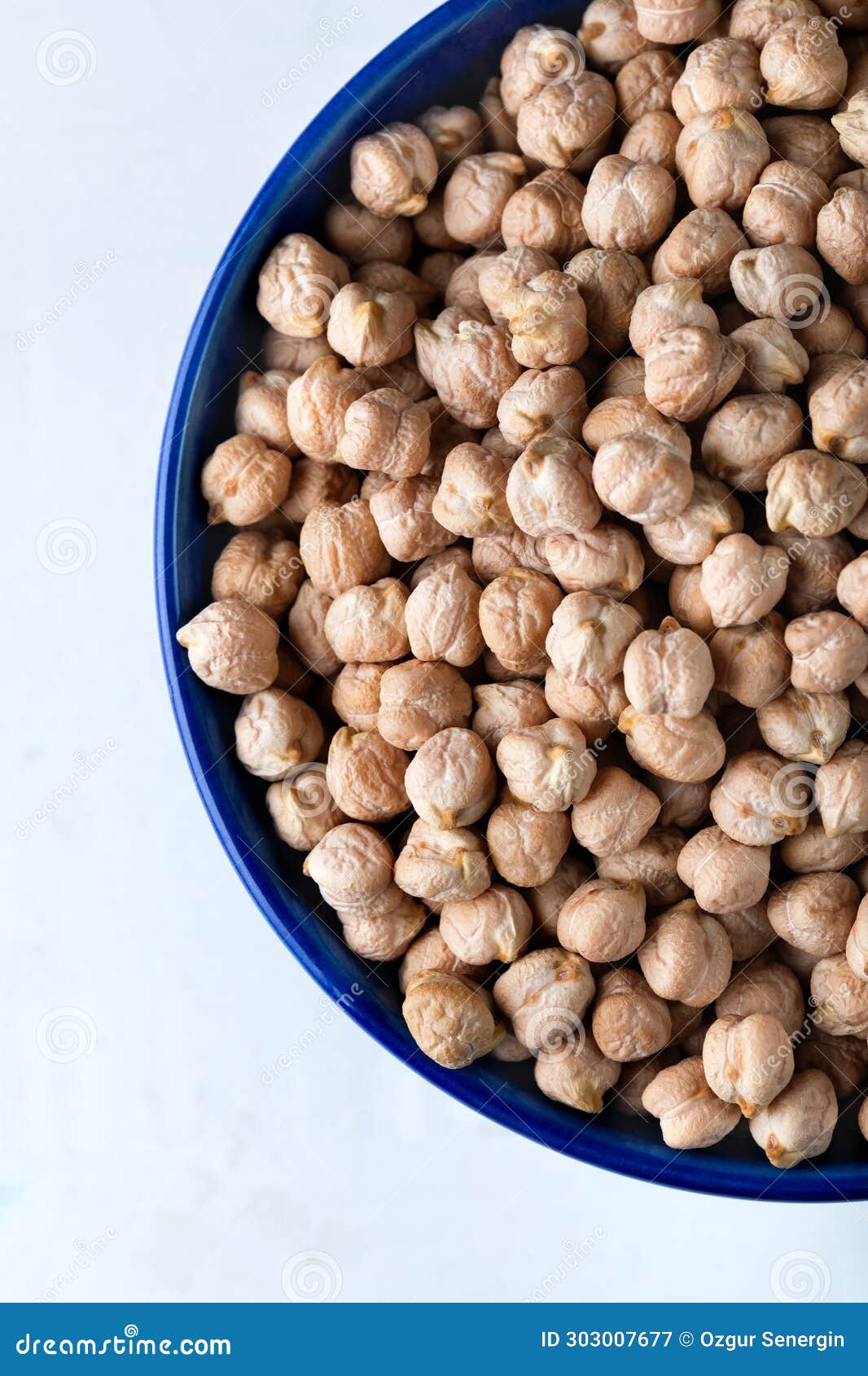 Dried Chickpeas in Blue Ceramic Bowl on White Background Stock Image ...