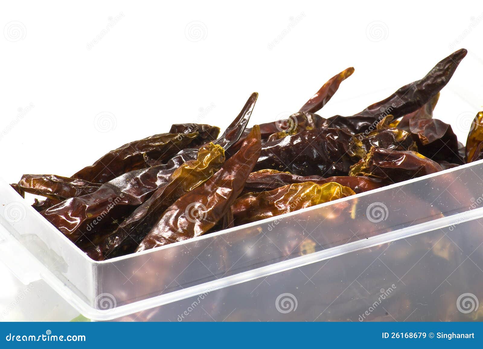 Dried Chili in Semi Transparent Box, Stock Image - Image of ...