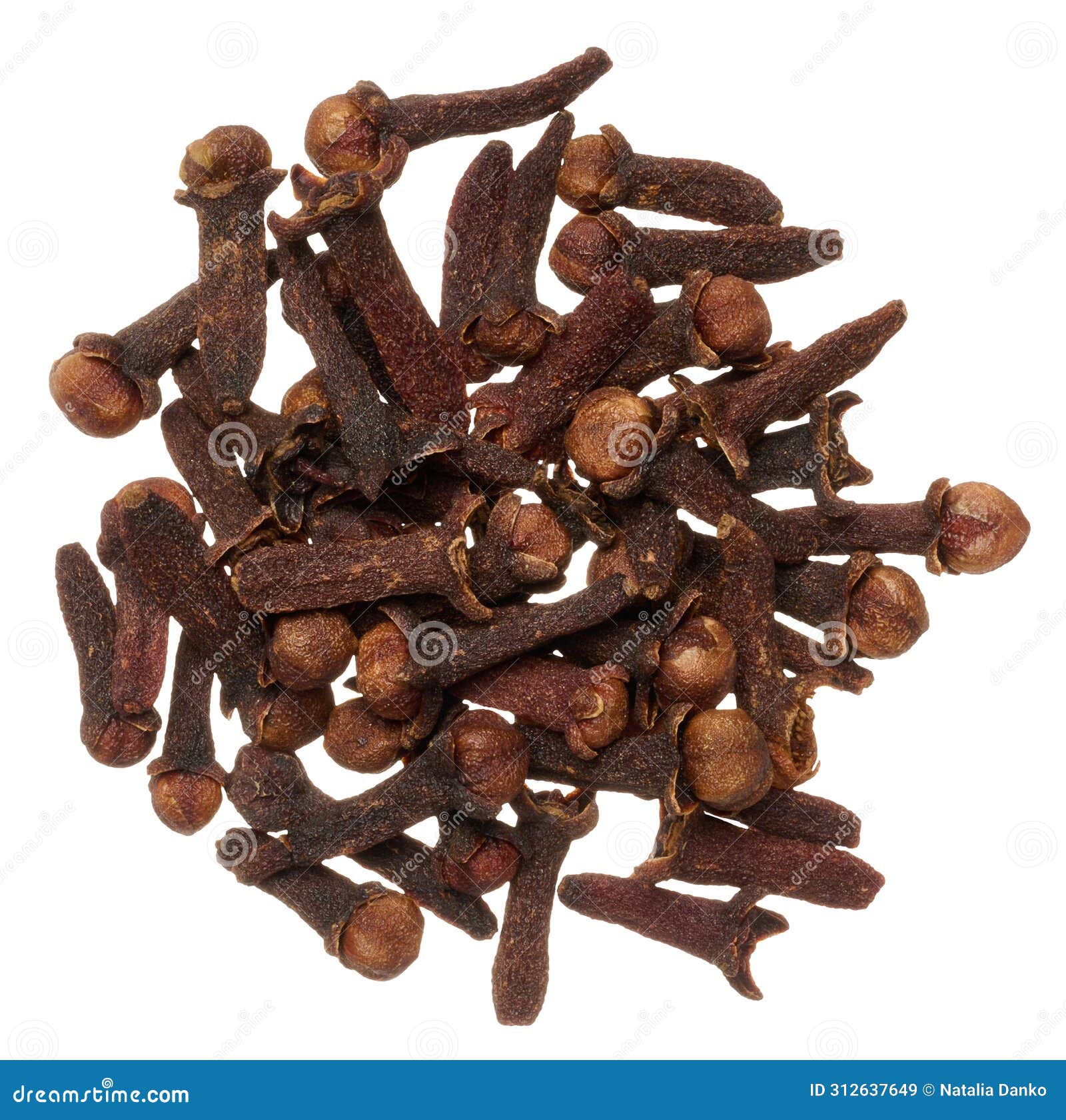 Dried Clove Spice on Isolated Background, Top View Stock Image - Image ...