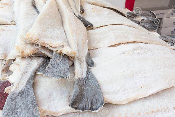 Dried Cod Fish Salted Codfish Stacked Stock Image - Image of aliment ...