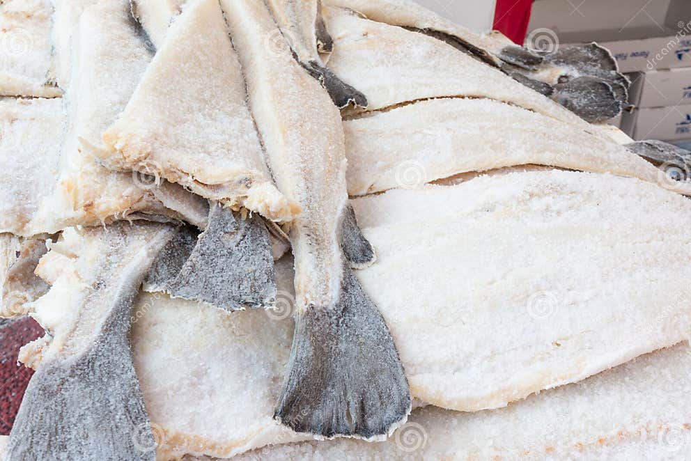 Dried Cod Fish Salted Codfish Stacked Stock Image - Image of aliment ...