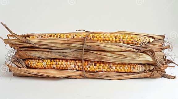 Dried Corn Cob Bundle on White Background Stock Image - Image of ...