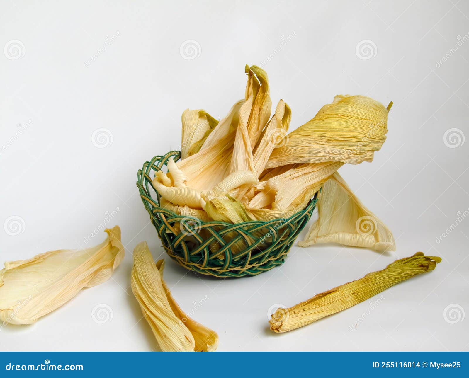 Dried Corn Husks, with White Bottom Stock Photo - Image of brown ...