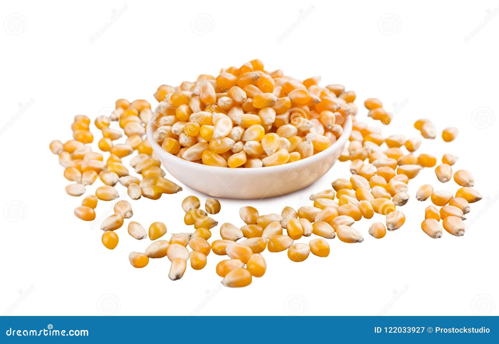 Dried Corn Kernels in Plate on White Background Stock Image - Image of ...
