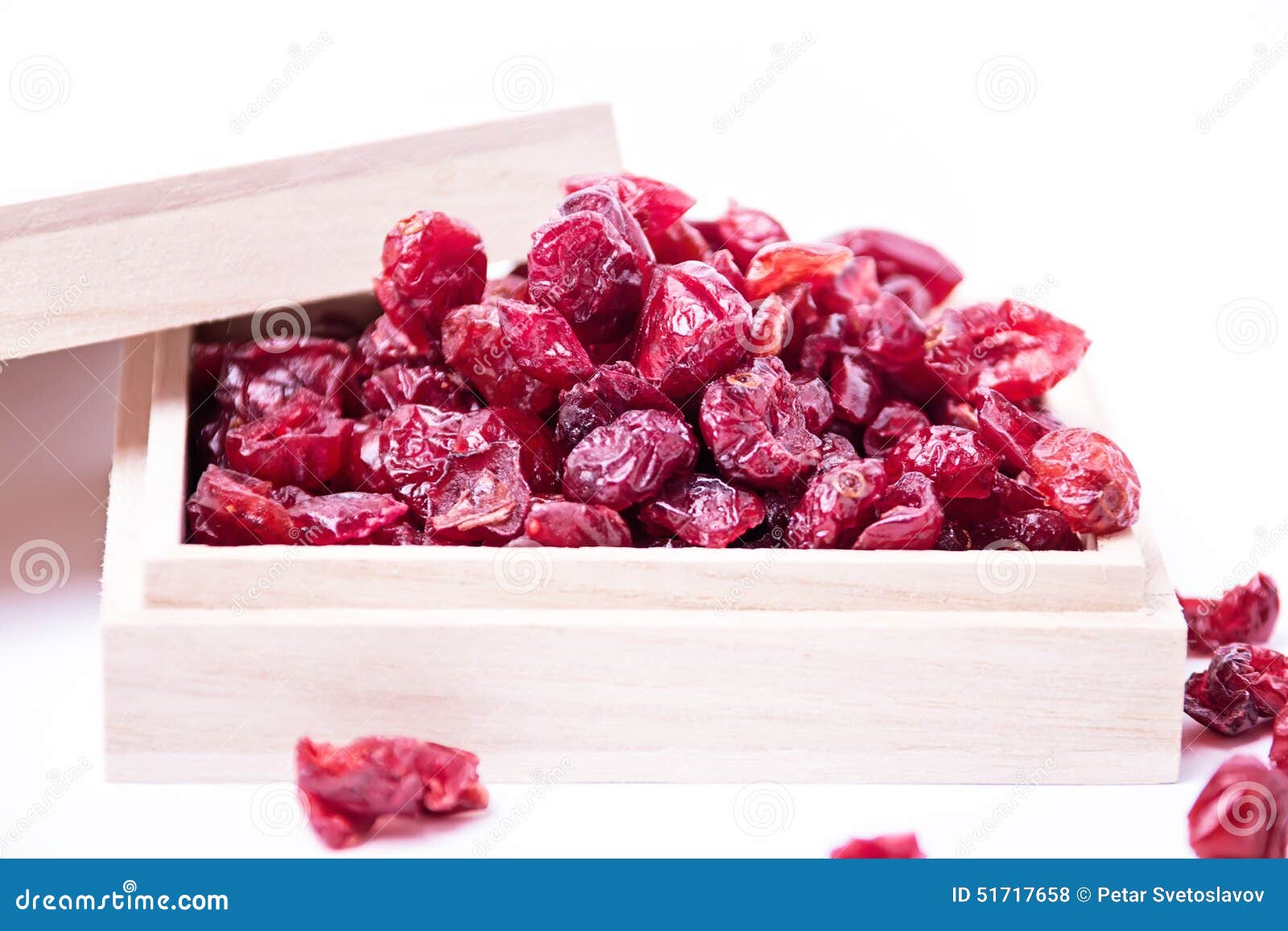 Dried Cranberries in a Wooden Box Stock Photo - Image of green, color ...