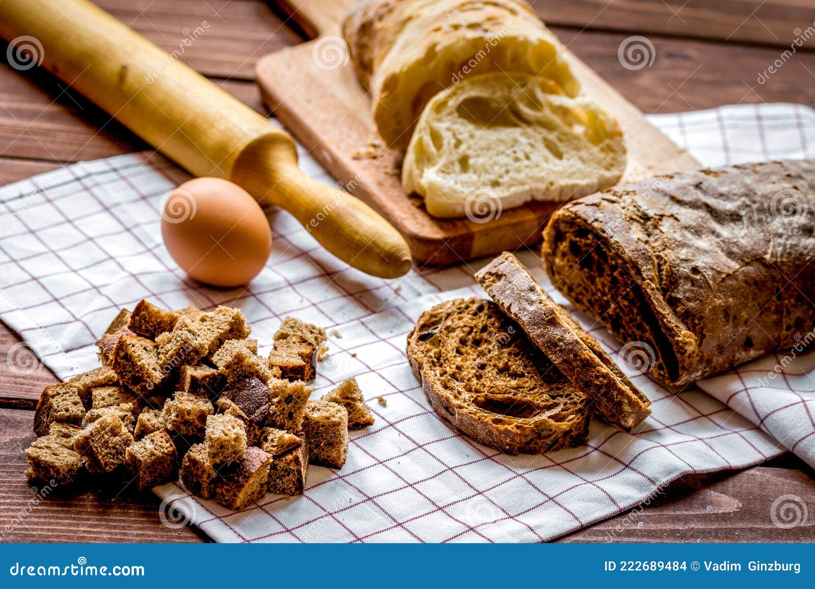 Dried Crumbs with Bread on Kitchen Table Background Stock Photo - Image ...