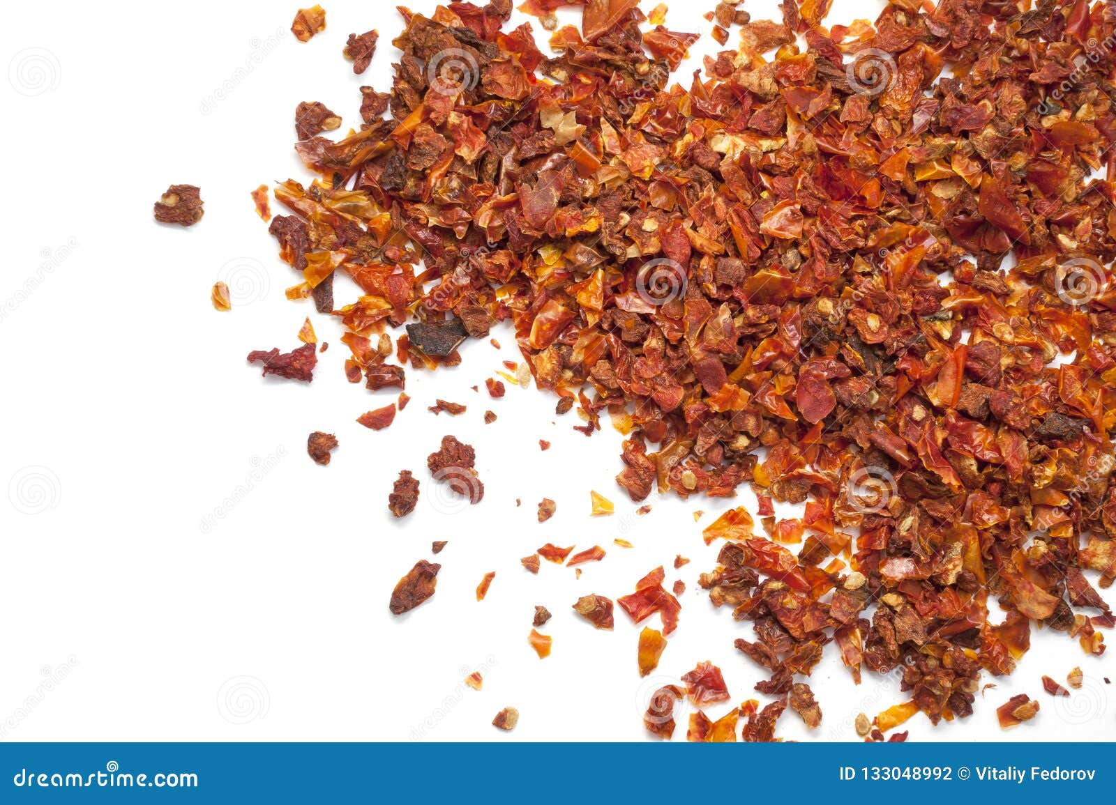 Red Dried Crushed Hot Chili Peppers And Chili Flakes Or Powder Isolated ...