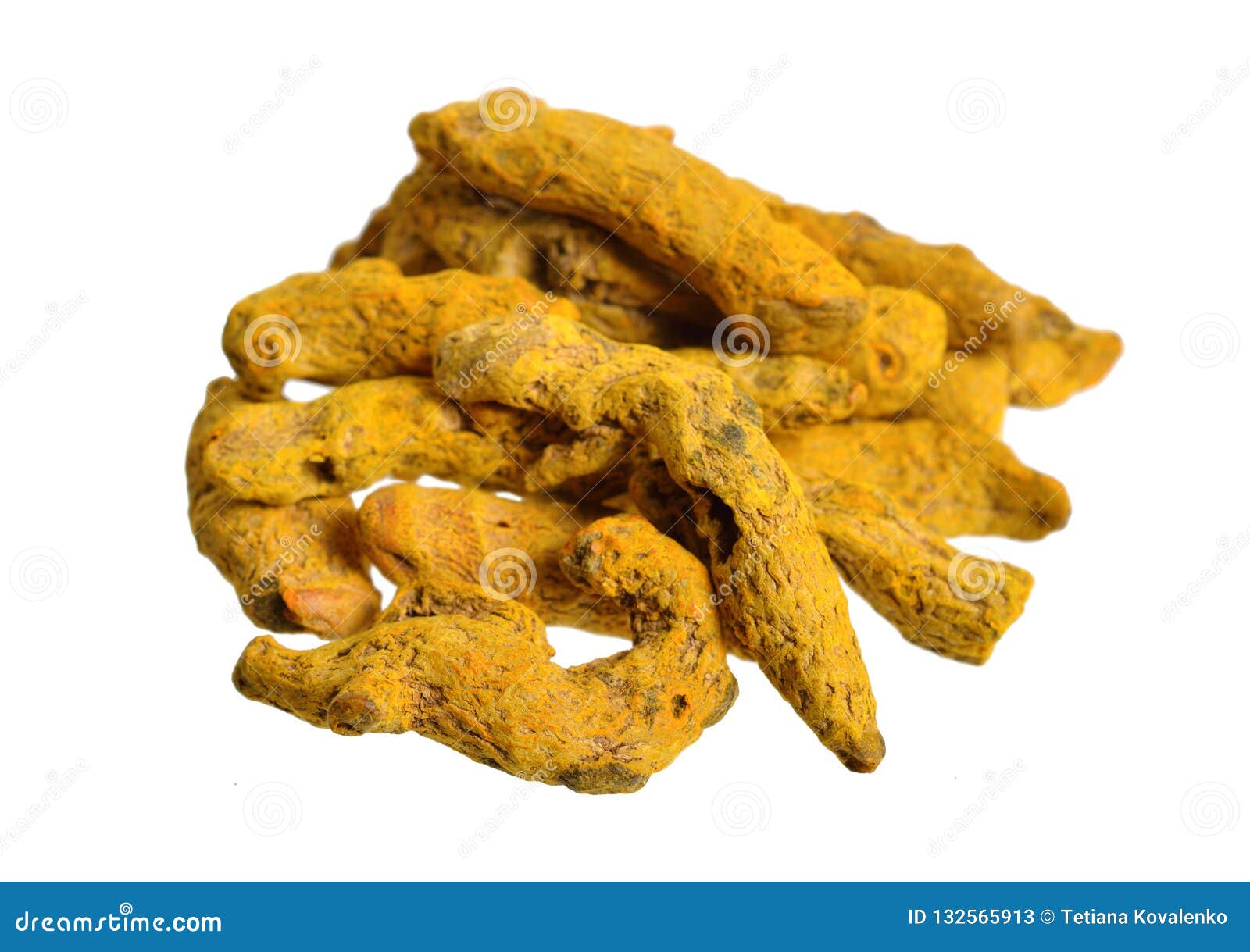 Dried Curcuma Root. Isolated on White Background Stock Image - Image of ...