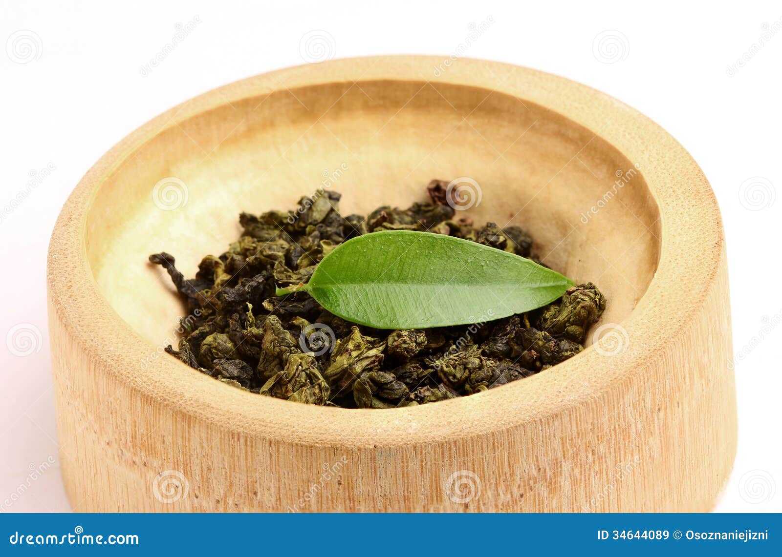 Dried, Curled Leaves of Green Tea with a Fresh Leaf. Stock Image ...
