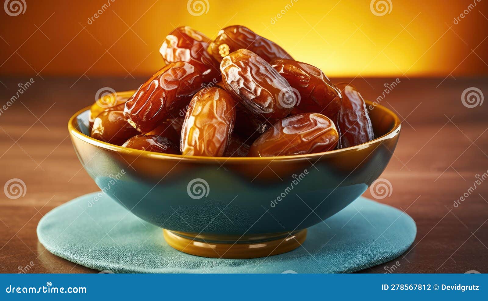 Dried Dates Fruit in Bowl. Generative AI Stock Illustration ...