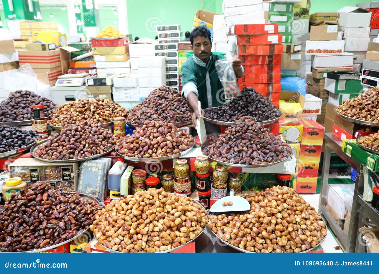 Dried dates at a market editorial image. Image of eastern - 108693640