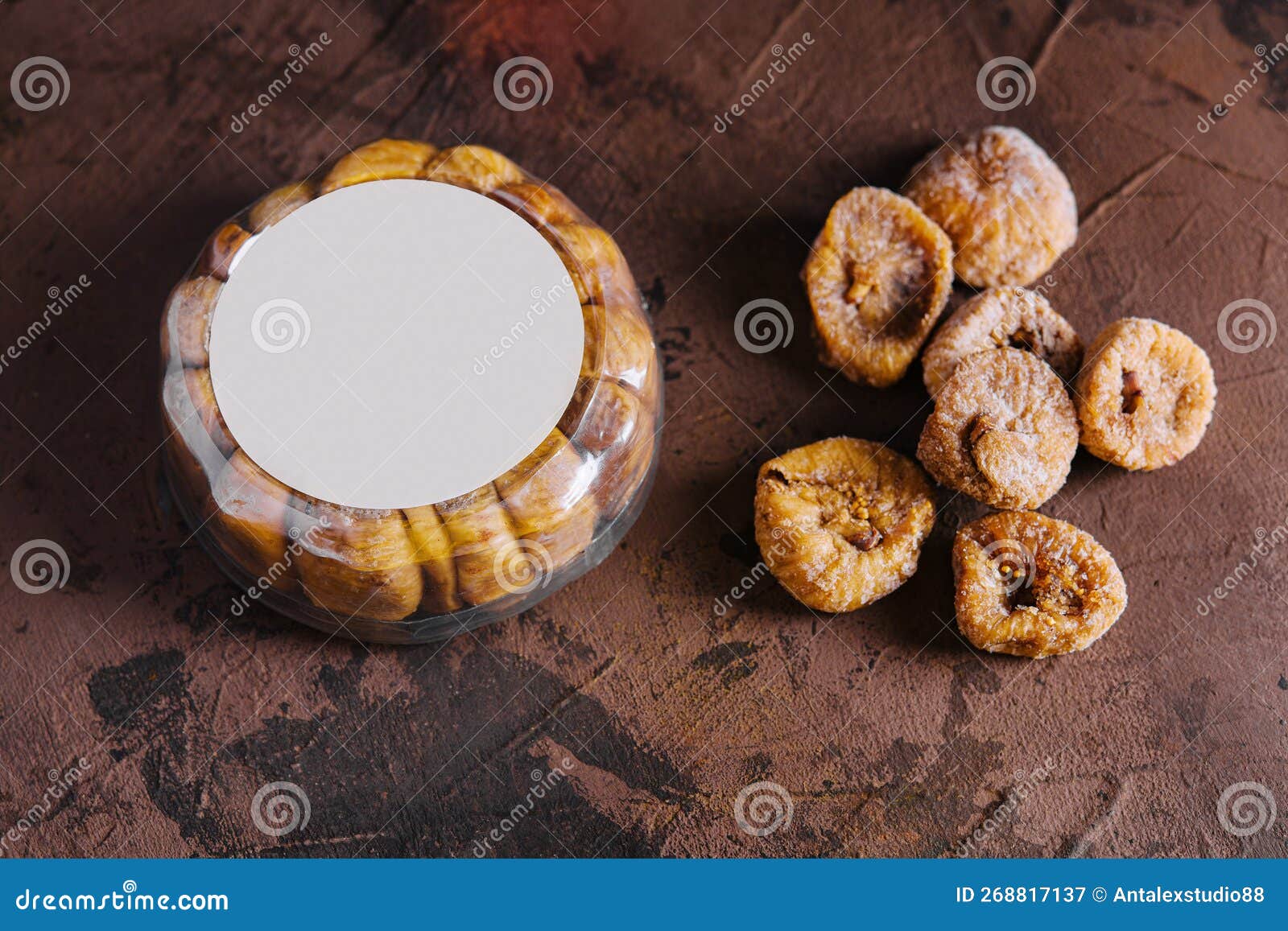 Dried Figs in Round Plastic Packaging Stock Image - Image of brown ...